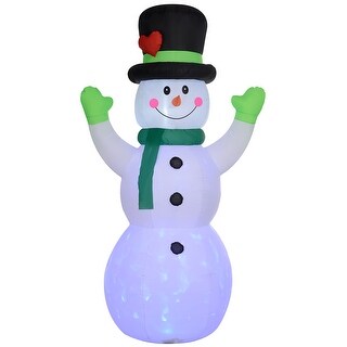 10FT Christmas Inflatables Cheerful Snowman in Black Hat, Green Scarf ...