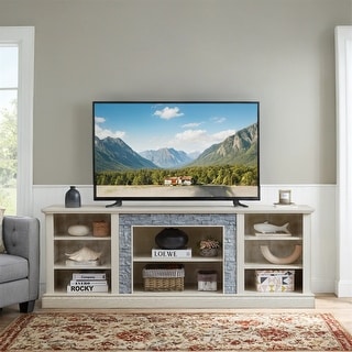 Faux Stacked Stone TV Stand,Desk Storage Rack,Media Console Table - Bed ...