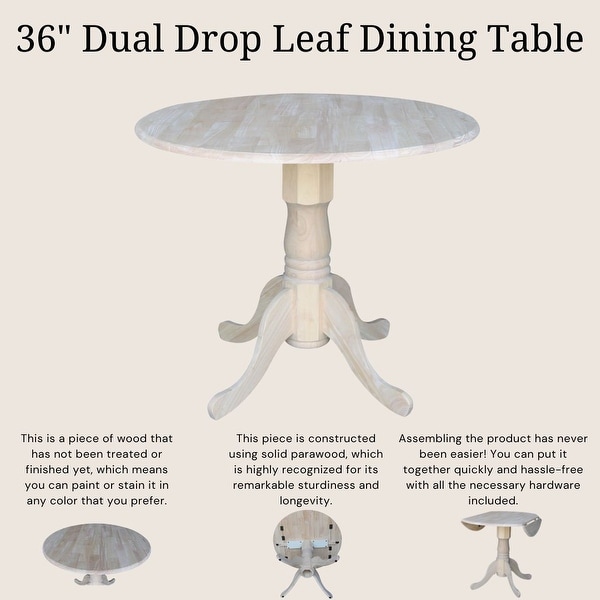 International Concepts 36 Drop Leaf Table in Unfinished Solid Hardwood 9 Nebraska Furniture Mart
