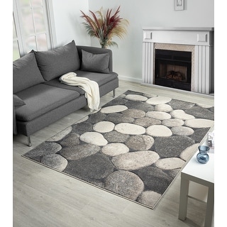 Fresco Collection Brown/Dark Grey Abstract Area Rug - Bed Bath & Beyond ...