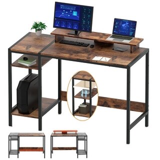 Gaming Computer Desk, 47" Home Office Desk with Monitor Stand, Writing ...