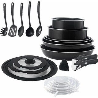 23 Pieces Non-Stick Cookware Set,Stackable Pans and Pots Set with ...