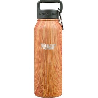 Healthy Human Stainless Steel Water Bottle (Natural Wood, 21 oz/ 621 ML ...