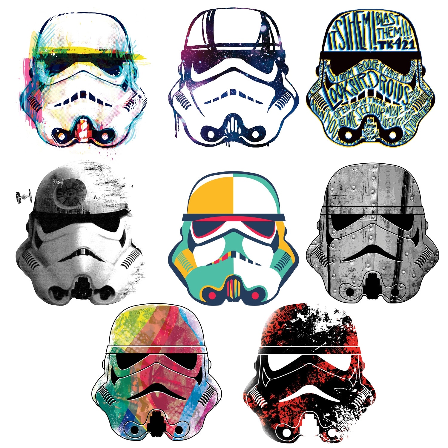 RoomMates RMK3591SCS Star Wars Artistic Storm Trooper Heads Peel Stick Wall Decals Multi