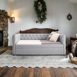 Full Daybed & Twin Trundle Daybed with Trundle Upholstered Tufted Sofa ...