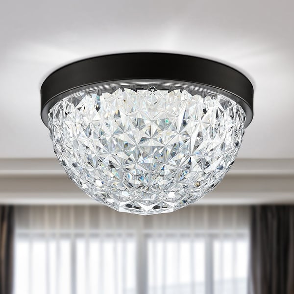 Castor Crystal Hemispheric LED Flush Mount Ceiling Light 11" - 3 Color ...