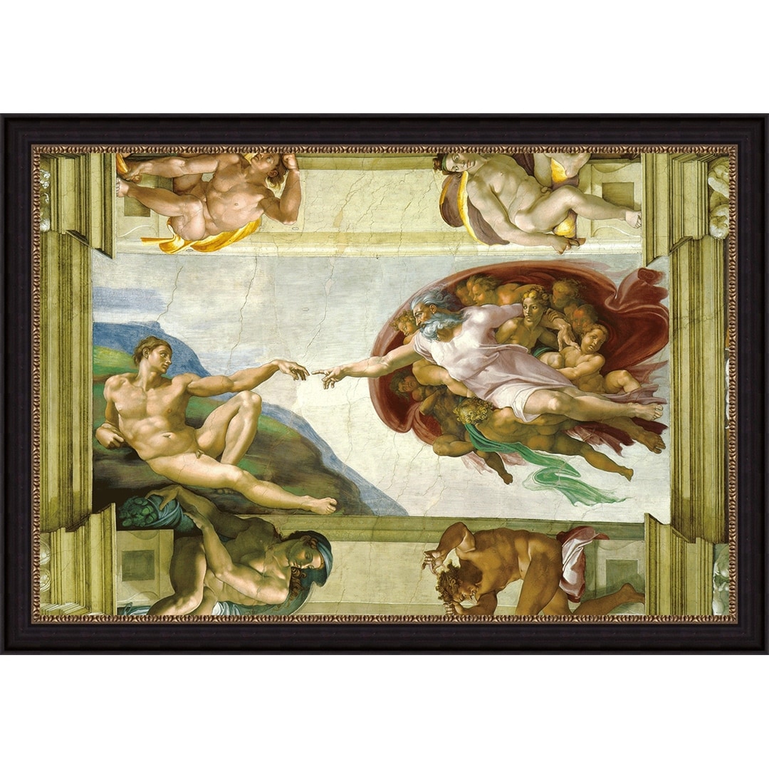 The Creation of Adam by Michelangelo Giclee Print Oil Painting Black ...
