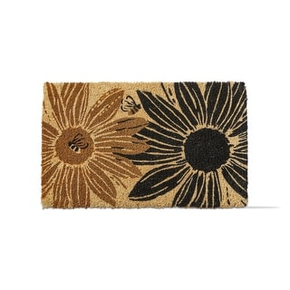 Bee & Sunflower Coir Mat Door Mat Gold and Black Sunflower with Bee ...