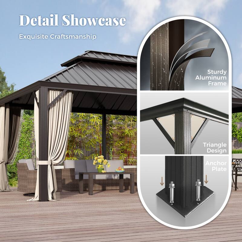 MAISON ARTS 14x20' Hardtop Aluminum Galvanized Steel Double Roof Gazebo ...