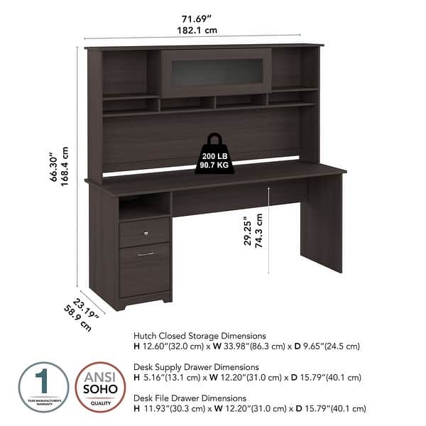 72W Computer Desk with Hutch and Drawers by Bush Furniture - Bed Bath ...