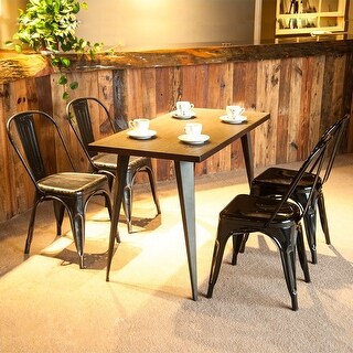 Mika High Back Steel Stackable Vintage Metal Dining Chair (Set of 2 ...