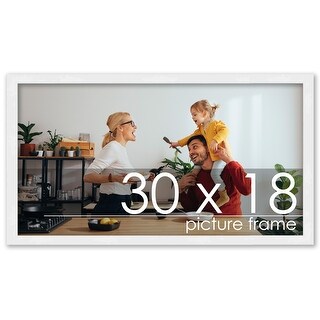30x18 Contemporary White Wood Picture Frame - UV Acrylic, Foam Board ...