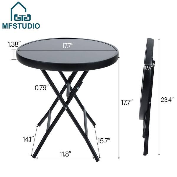 MFSTUDIO 17.7'' Patio Folding Round Side Table Small Portable Coffee ...