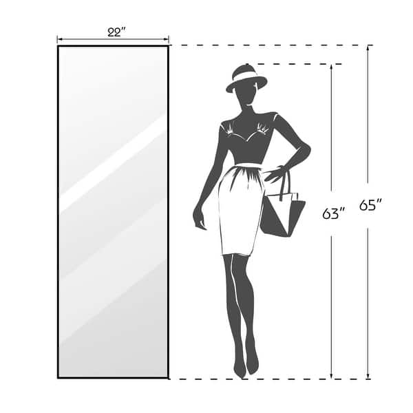 65 inch Rectangular Aluminum Framed Floor Wall Hanging Bedroom Mirror ...