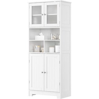 Tall Bathroom Cabinet, Freestanding Storage Cabinet with Glass Doors ...