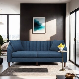Navy Blue 3-Seater Sofa with Contemporary Design, Deep Channel ...