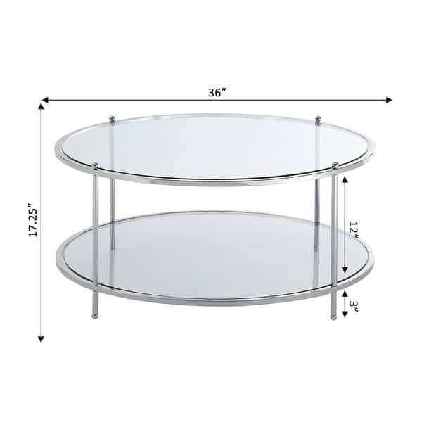 Convenience Concepts Royal Crest 2 Tier Round Glass Coffee Table - Bed ...