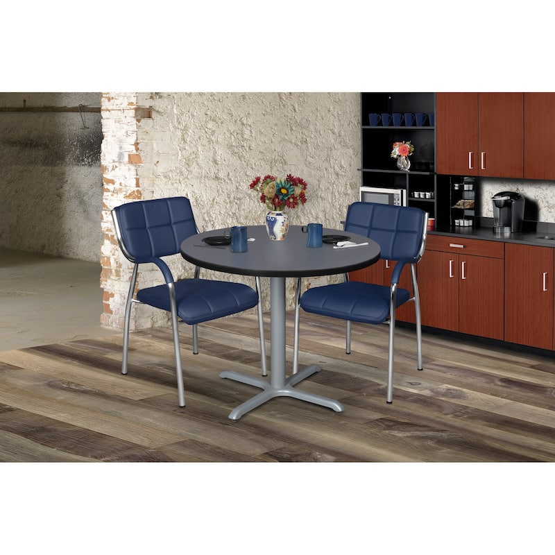 Via Round Melamine Table with Metallic X-cross Base - Overstock - 25776594