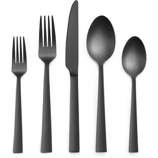 40 Pieces Stainless Steel Square Flatware Cutlery Set for 8 - Bed Bath ...