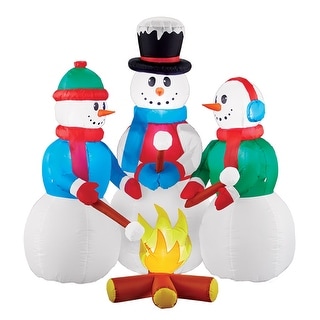 Marshmallow Campfire Snowmen Trio Inflatable Yard Decoration - NO SIZE ...