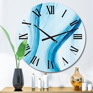 Designart 'Liquid Ink Art In Shades Of Light Blue V' Modern wall clock ...