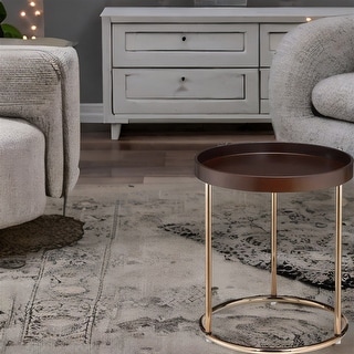 Modern-style Lipped Edge Side Table with Copper Legs - Bed Bath ...