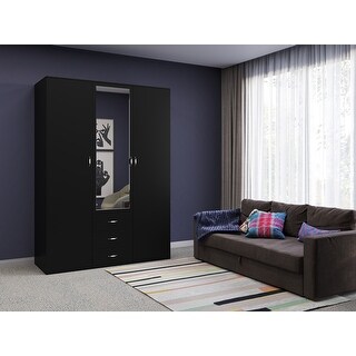 Orlando Modern Sleek Wardrobe Armoire with Shelves & Drawers - 59" Wide ...