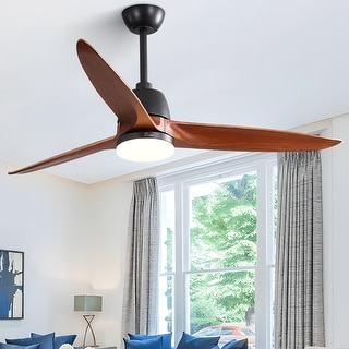 56 inch Wood Ceiling Fan Indoor w/Light and Remote Control 3 Wood ...