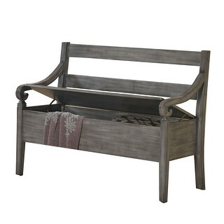 Ladder Back Design Bench With Lift Top Storage And Sloped Armrests Gray ...