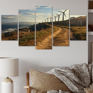 Designart "Wind Turbines Coastal Propellers I" Landscapes Metal Wall ...