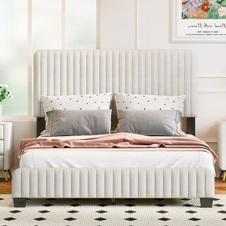Velvet Fabric Full Size Upholstered Platform Bed - Bed Bath & Beyond ...