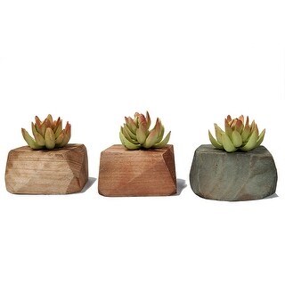 MODA wood pot with plastic plant - 4.33*3.54*4.33 inches - 4.33*3.54*4. ...