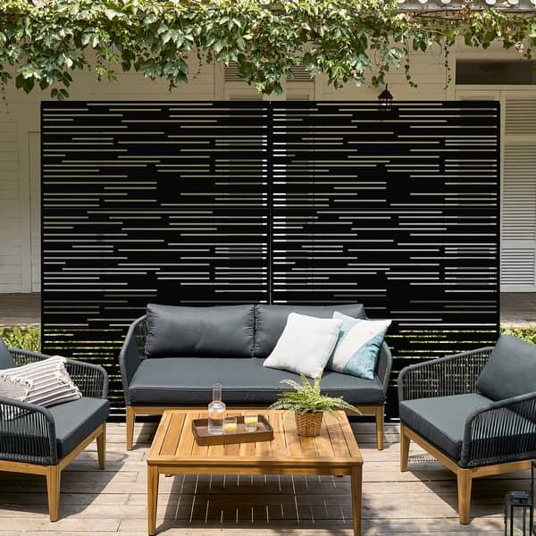 76 in.Outdoor Garden Fence Metal Privacy Screen Freestanding Divider ...
