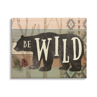 Stupell Be Wild Aztec Pattern Bear Silhouette Canvas Wall Art by ND Art ...