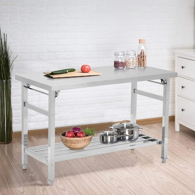 VEVOR Stainless Steel Work Table with Wheels 24x30 Inch Kitchen Food ...