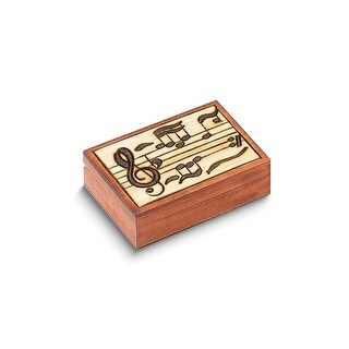 Curata Handcrafted Solid Wood Music Notes Carved Keepsake Box - Bed ...