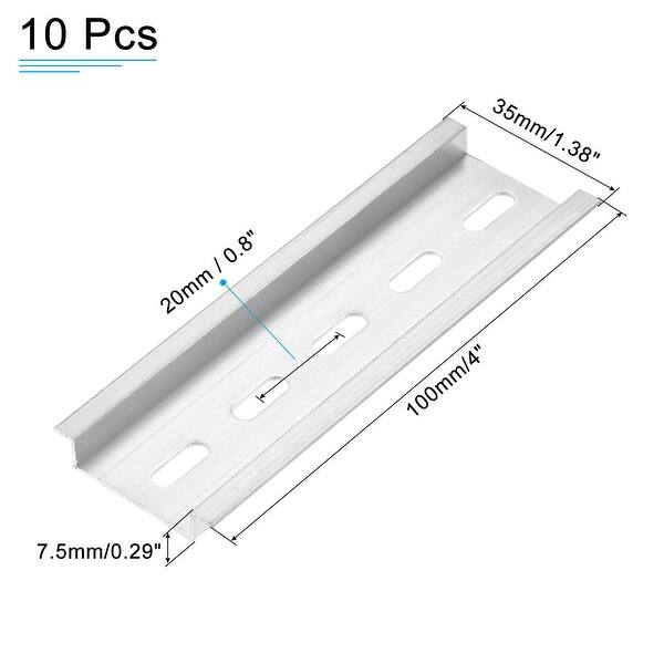 100mm x 35mm x 7.5mm DIN Rail Slotted Aluminum Mounting Guide 10 Pcs ...