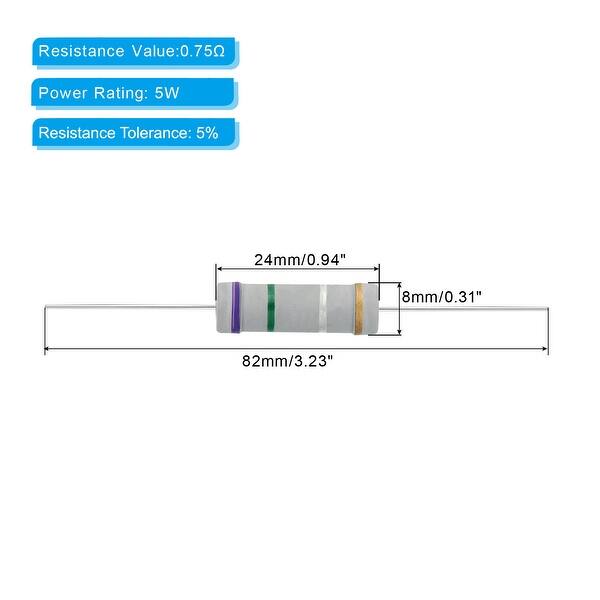 10Pcs 5W 0.75 Ohm Tolerance Carbon Film Resistor, Axial Resistors Kit ...