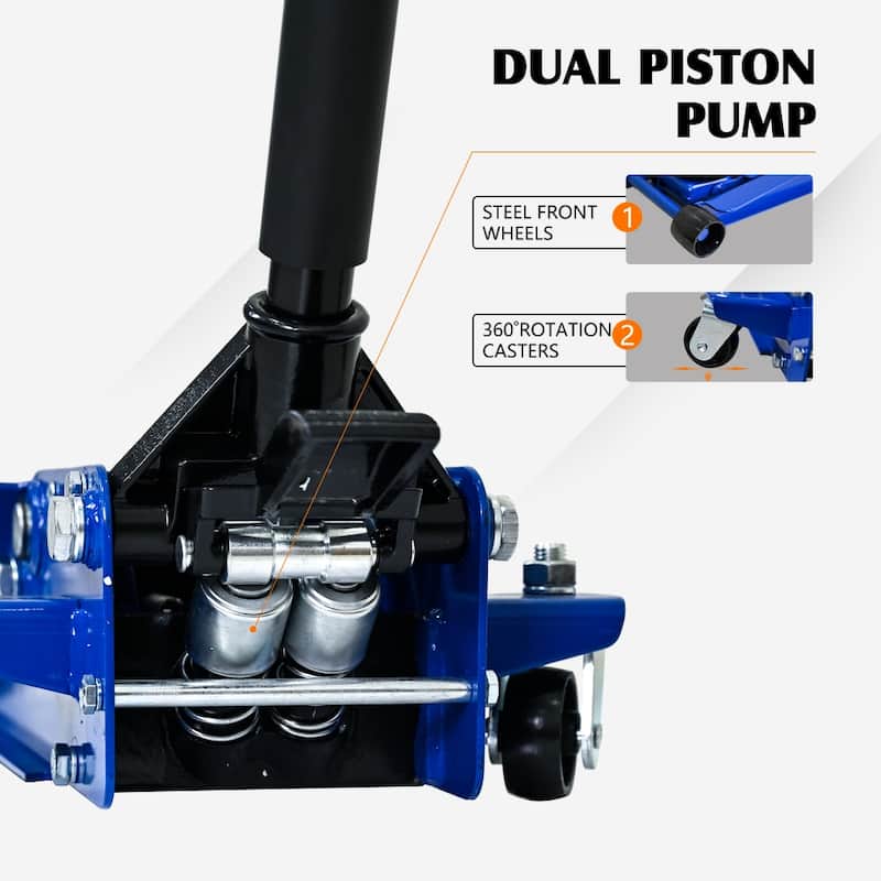 3T Heavy Duty Horizontal Double Pump Floor Jack Foot Model - Overstock ...