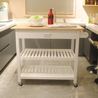 Kitchen Island & Cart, Mobile Kitchen Island with Two Lockable Wheels ...