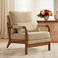 Modern Home Accent Chair, Oak Wood Frame Armchair for Living Room - Bed ...