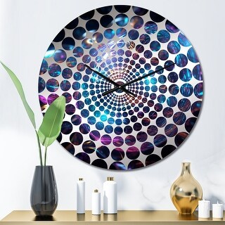 Designart "Liquid Crystal Atom" Blue Fractals Clocks Modern Oversized ...