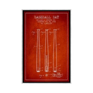 iCanvas "Baseball Bat Red Patent Blueprint" by Aged Pixel Framed - Bed ...