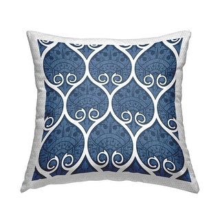 Stupell Deep Blue Ogee Pattern Printed Outdoor Throw Pillow Design by ...
