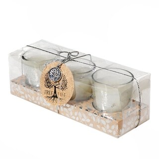 Tree Of Life Set Of 3 Candles In Short Glass In Pvc Box - Bed Bath ...