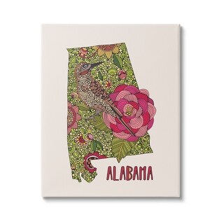 Stupell Intricate Alabama Camellia Flower Bird Detailed Pattern Canvas ...