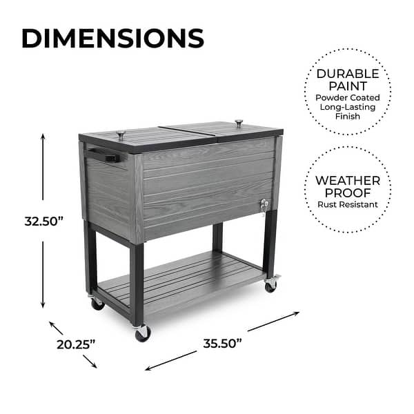 Permasteel 80-Qt Rustic Woodgrain Style Rolling Patio Cooler with ...