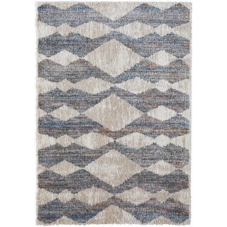 HomeRoots 2' X 3' Tan Ivory And Blue Chevron Power Loom Stain Resistant ...