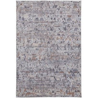 HomeRoots 12' X 15' Gray Blue And Orange Abstract Power Loom Distressed ...