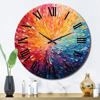 Designart "Hardedge Art Vibrant Velocity" Abstract Oversized Wall Clock ...